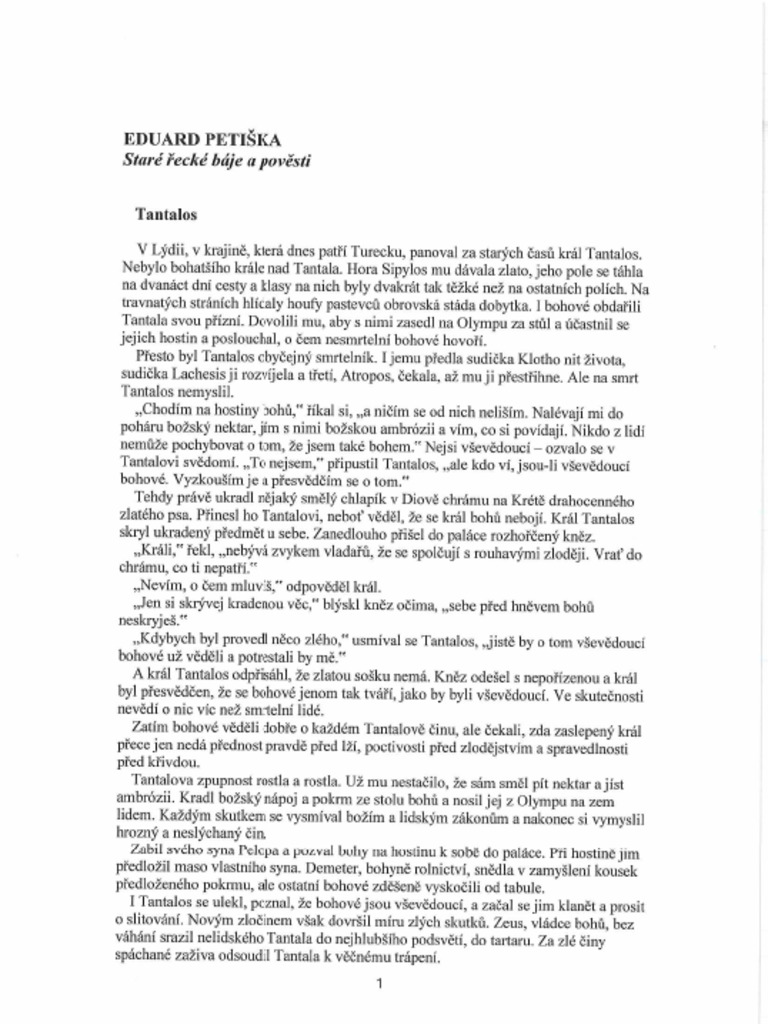 Eduard Petiška Staré Řecké Báje A Pověsti | PDF