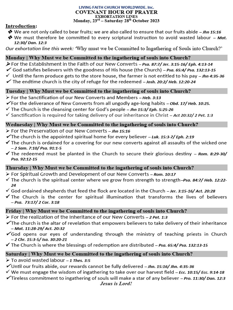 CHOP Exhortation Lines 23th - 28th October, 2023 (HM) | PDF | Abrahamic ...