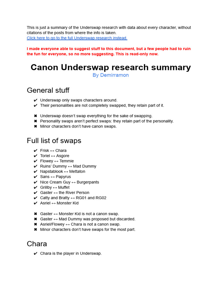 Canon Underswap Research (Summary) | PDF Canon Underswap Research (Summary) | PDF