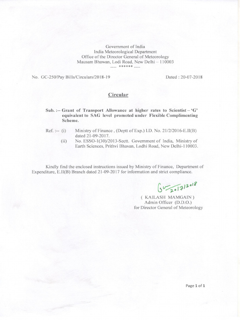 Enhanced Transport Allowance | PDF