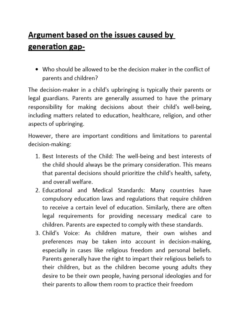 Argument Based On The Issues Caused by Generation Gap | PDF ...