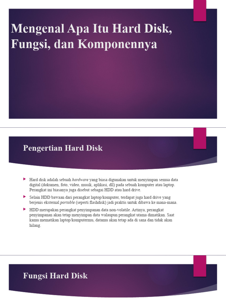 Fungsi dan Pengertian Hard Disk | PDF