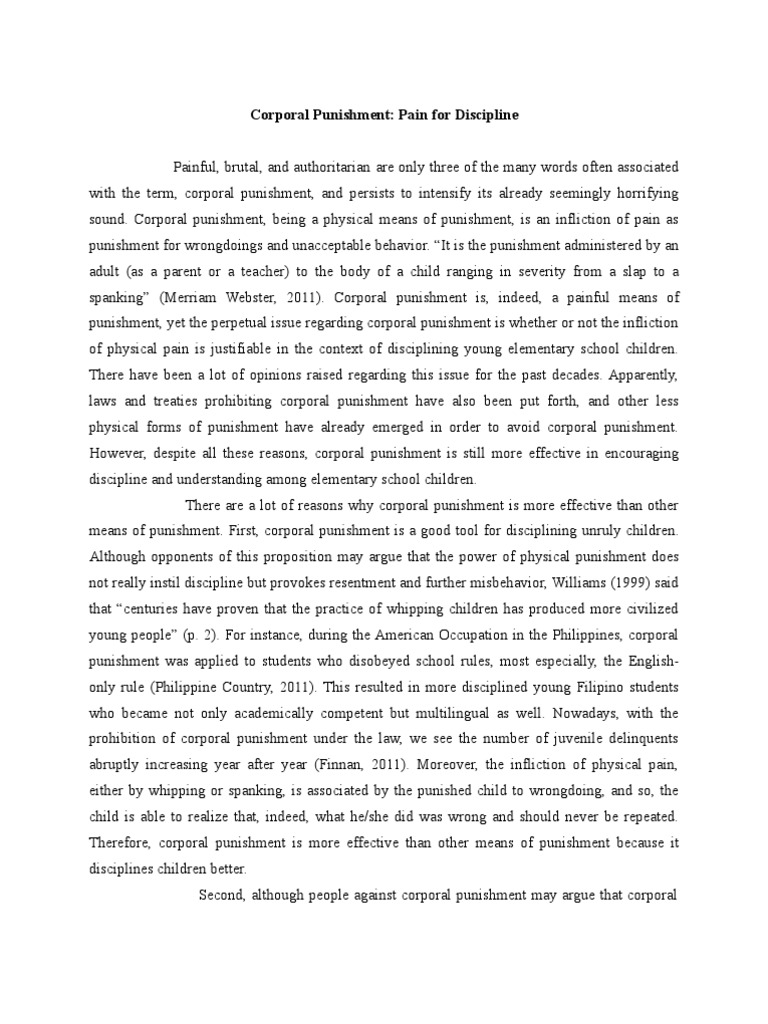 Argumentative Essay-Final Draft | PDF | Corporal Punishment In The Home ...