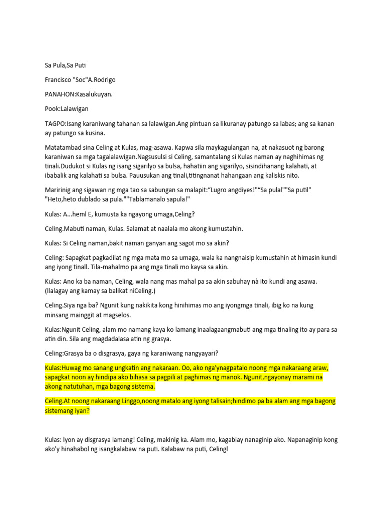 Sa Pula Sa Puti Cut Version | PDF