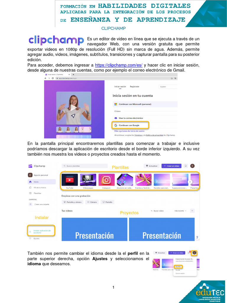 Tutorial Clipchamp | PDF | Vídeo | Software