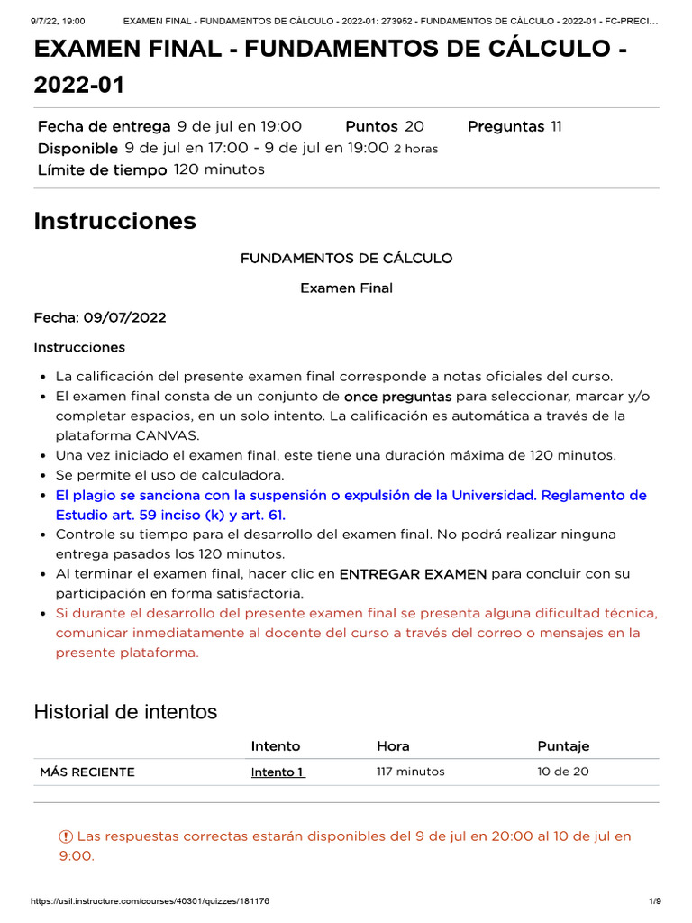 Examen Final - Fundamentos de Cálculo | PDF | Ecuaciones | Matriz ...