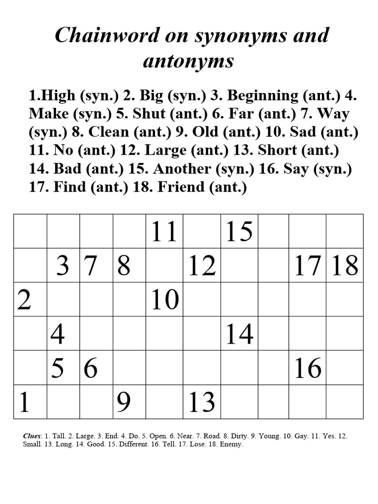 Chainword Puzzles and Crossword | PDF