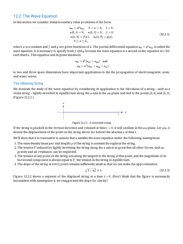 12.2 - The Wave Equation - Mathematics LibreTexts | PDF