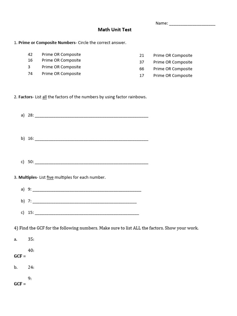 Math Test 2 | PDF | Elementary Mathematics | Mathematics