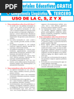 Reglas de Uso de La C S Z y X para Segundo Grado de Secundaria | PDF | Adjetivo | Morfología ...