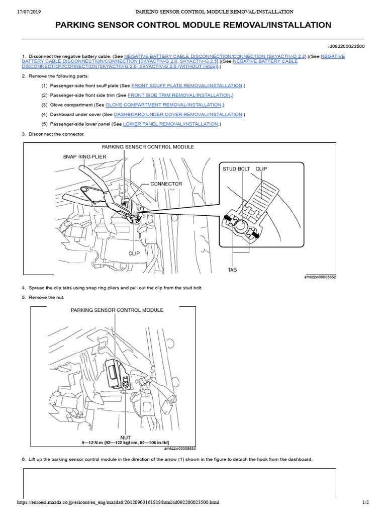 Mazda 6 Parking Sensor Module Guide | PDF | Business | Computers