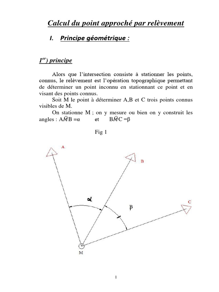 Calcul du Point par Relèvement Topographique | PDF | Triangle | Angle