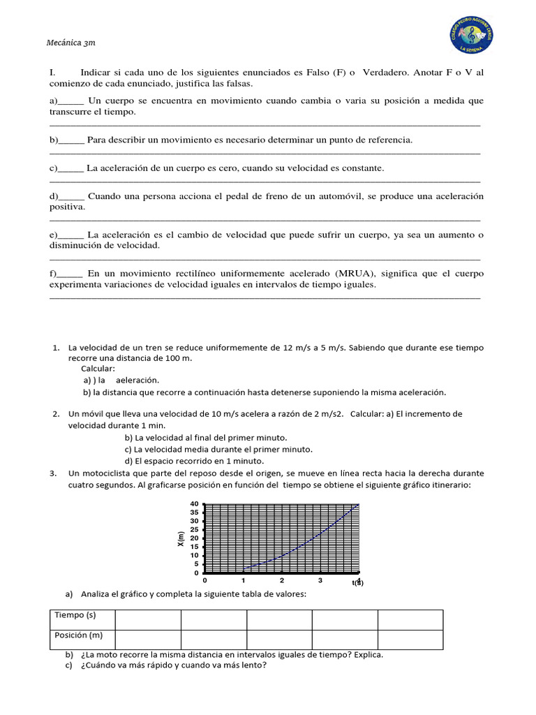 Ejercicios de Movimiento y Aceleración | PDF | Velocidad | Aceleración