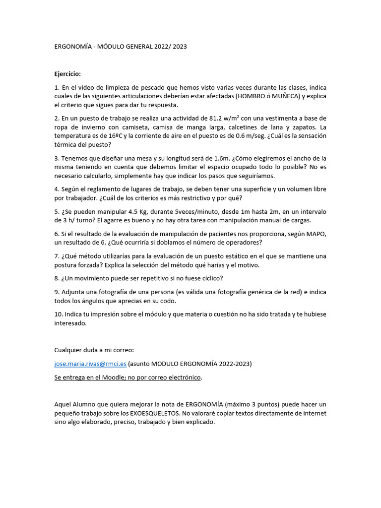 Ejercicio 2022-2023 PRL Uv | PDF