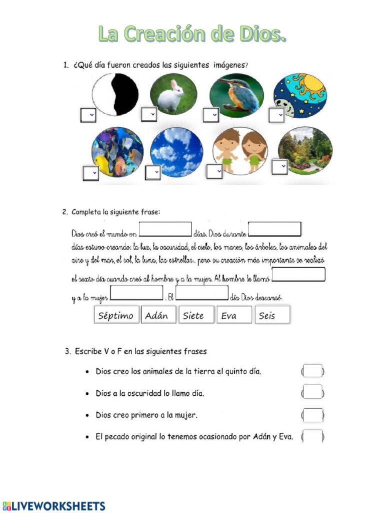 Ficha de La Creacion Del Mundo | PDF