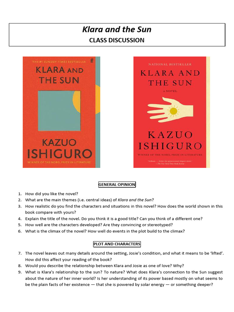 Klara and the Sun: Discussion Guide | PDF
