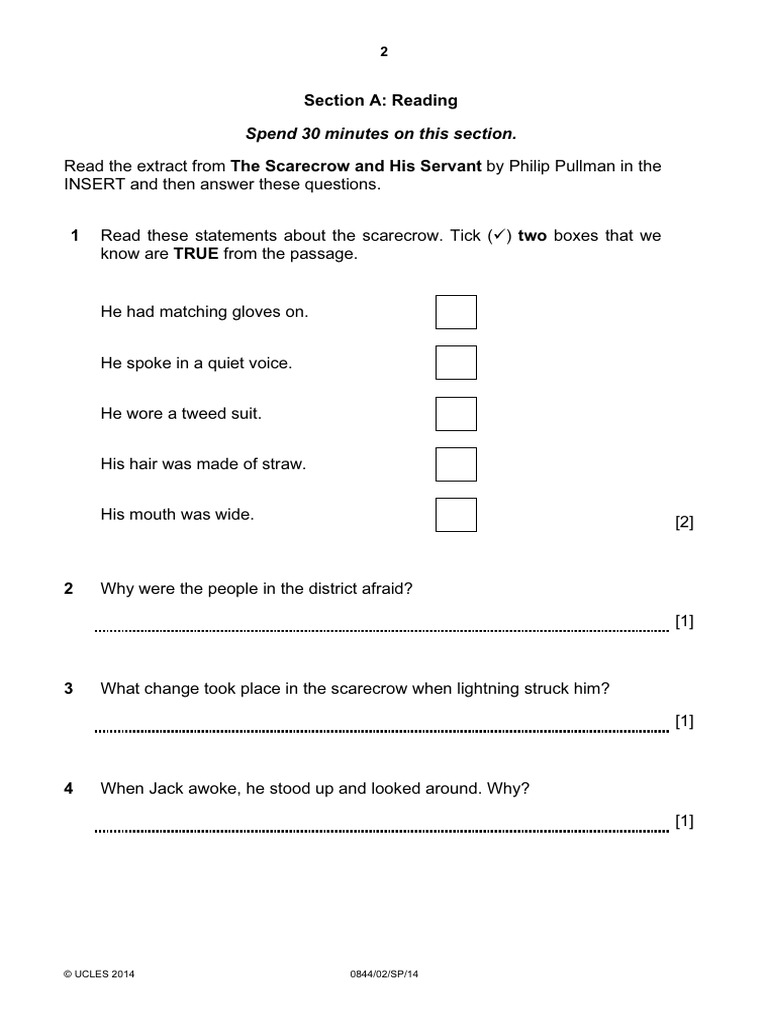 The Scarecrow Questions 1 | PDF