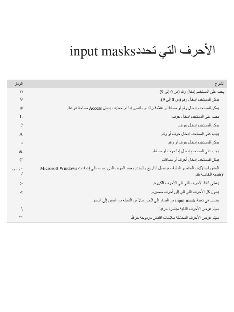 Input mask-Ar-IT | PDF
