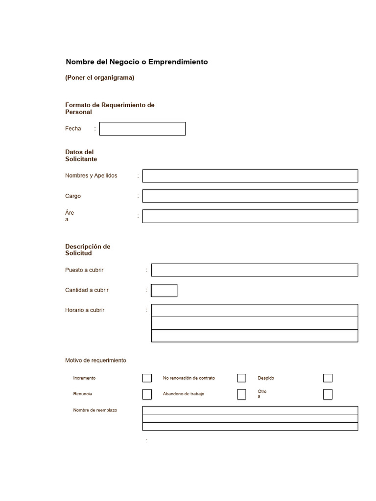 Formato de Requerimiento de Personal | PDF