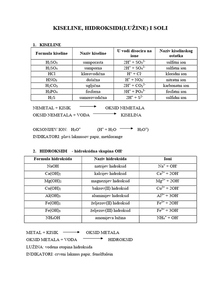 8.r Kemija Ponavljanje Za Ispit | PDF