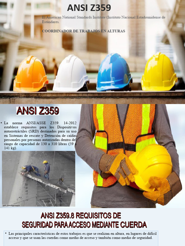 EXPOSICIÓN ANSI Z359 | PDF | Cuerda | Conector eléctrico
