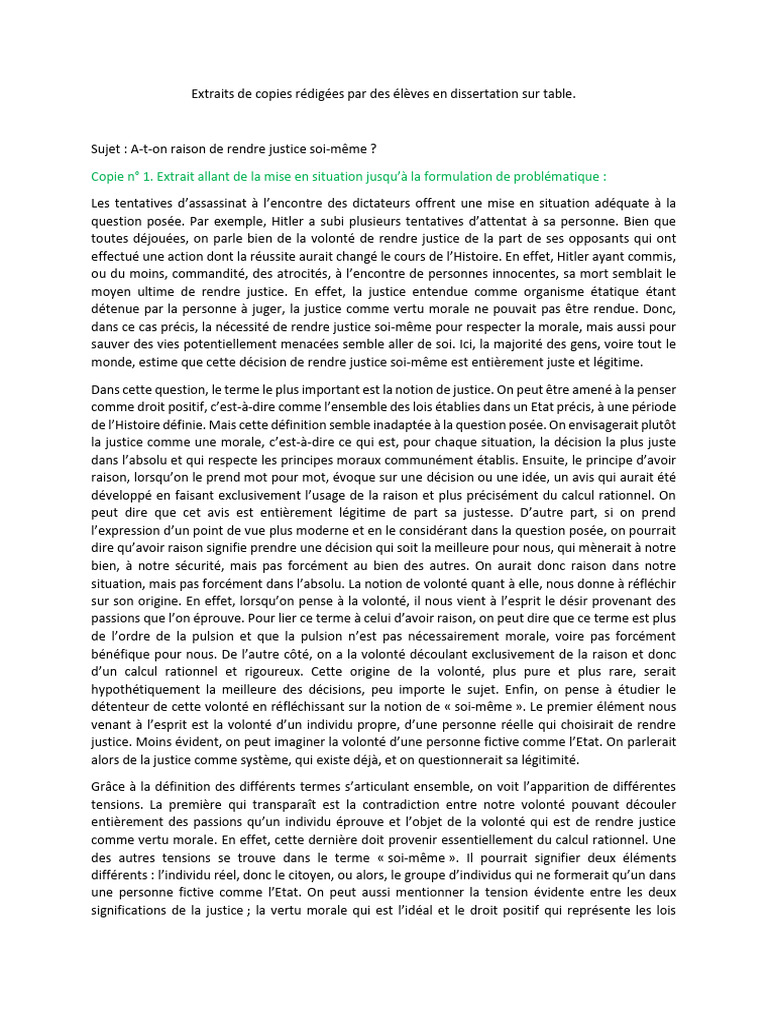 Extraits de Copies | PDF | Raison | Justice