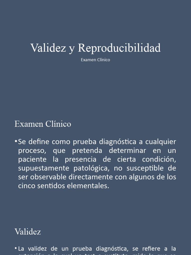 Validez, Reproducibilidad | PDF | Validez (Estadísticas) | Sensibilidad ...