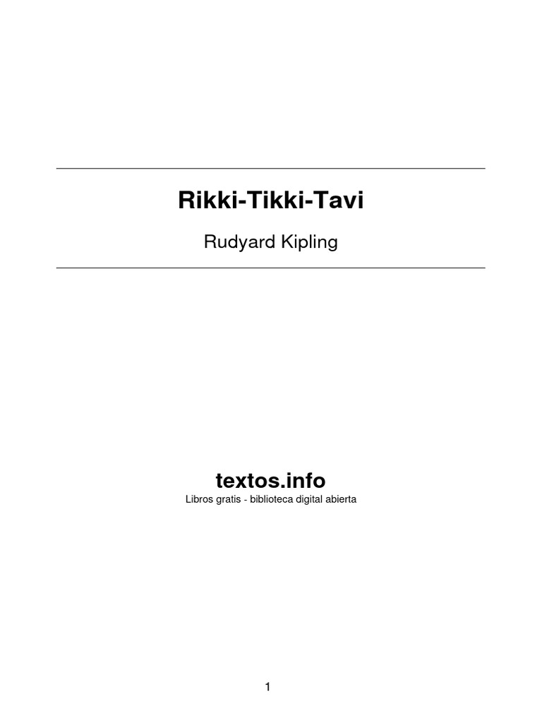 Rudyard Kipling - Rikki-Tikki-Tavi | PDF | Serpiente