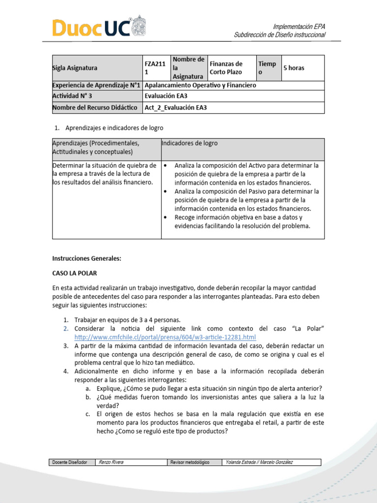 RA6 Act2 Instrucciones Evaluacion EA3 | PDF | Diseño instruccional | Evaluación