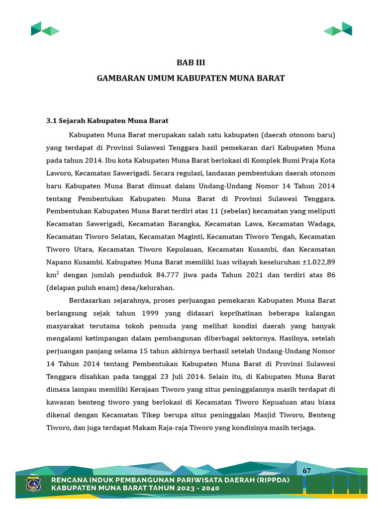 Gambaran Umum Kabupaten Muna Barat | PDF