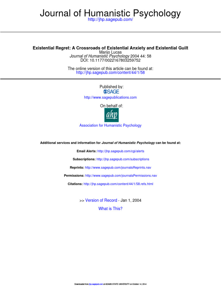 Lucas 2004 | PDF | Existentialism | Experience