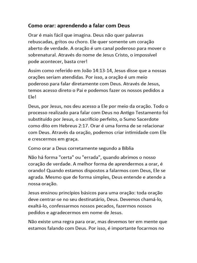 Como Orar | PDF | Oração | Deus
