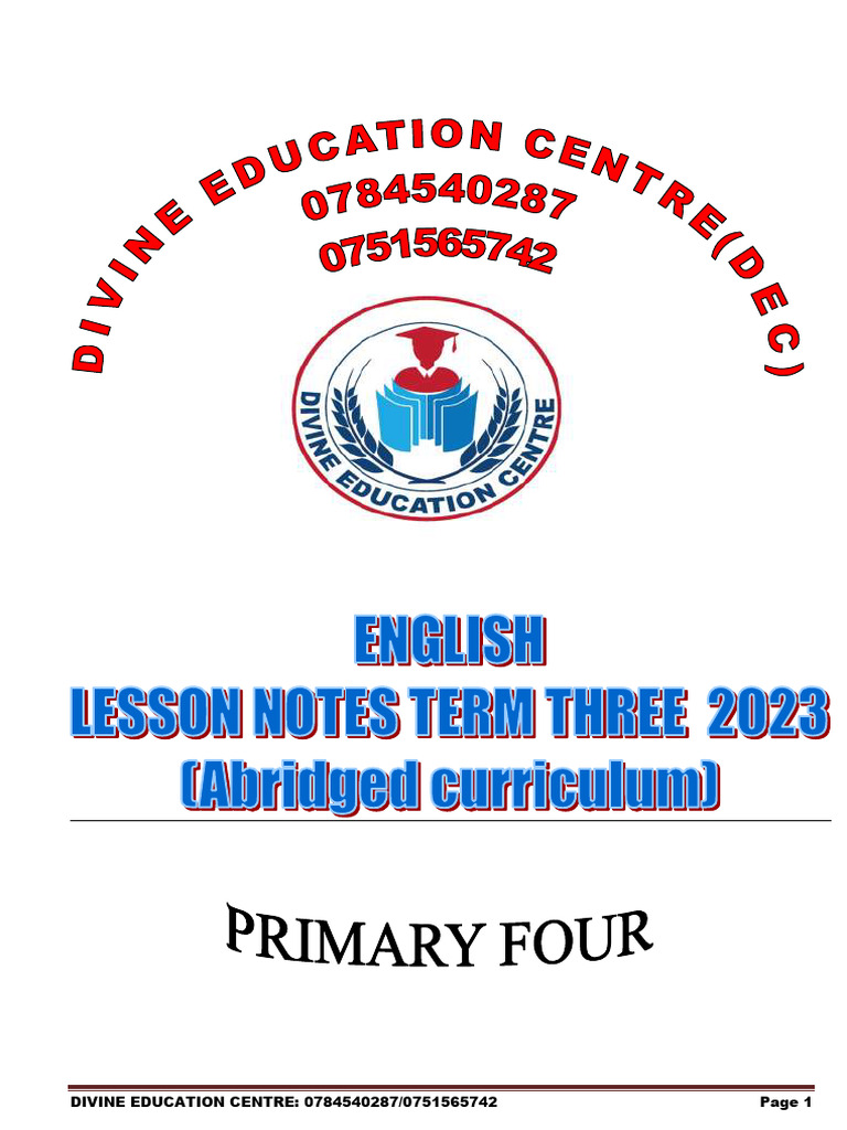 P.4 Eng Lesson Notes Term 3 | PDF | Plural | Grammatical Number
