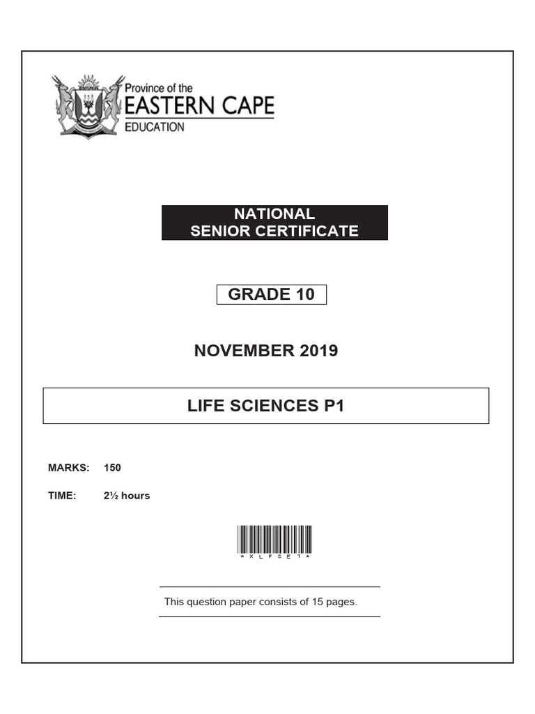 Life Sciences p1 Gr10 QP Nov2019 - Eng D | PDF | Enzyme | Cell (Biology)