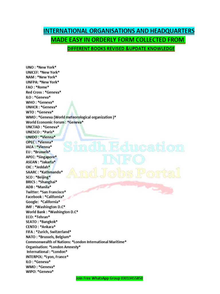 International Organizations | PDF | Global Politics | Economy Related ...