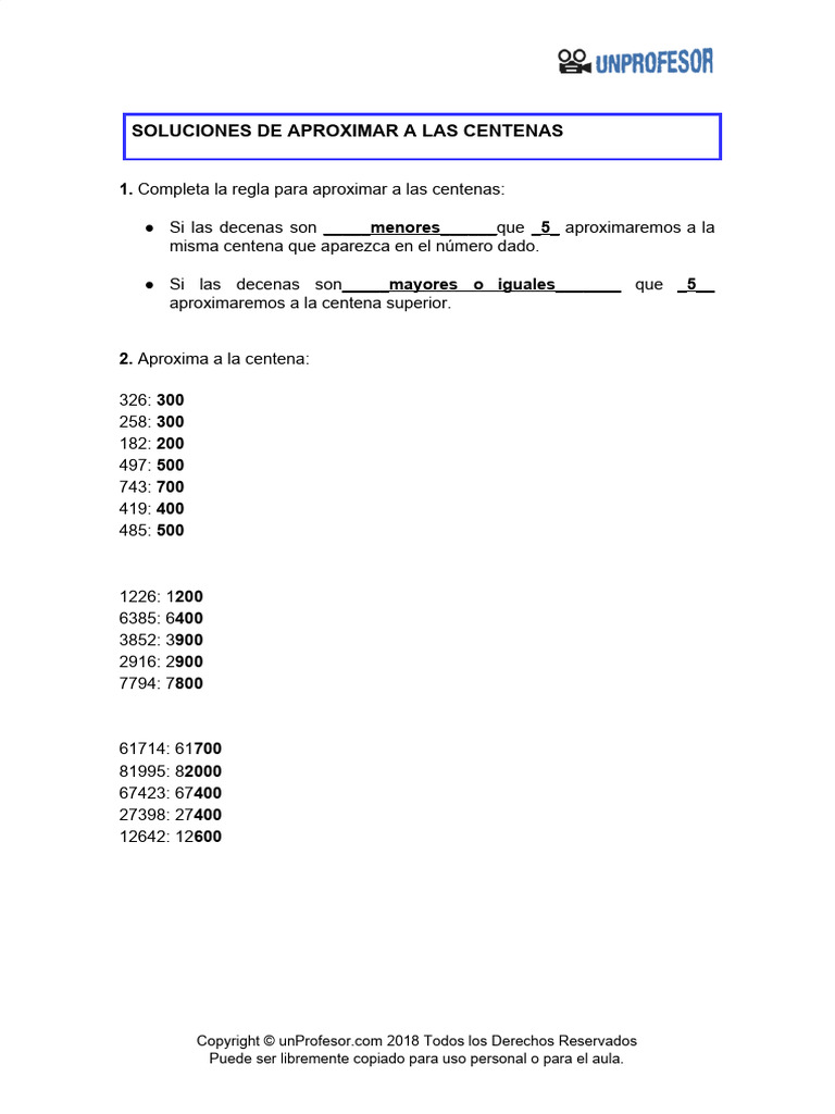 Solucion Aproximar A Las Centenas 2962 | PDF | Crecimiento personal y ...