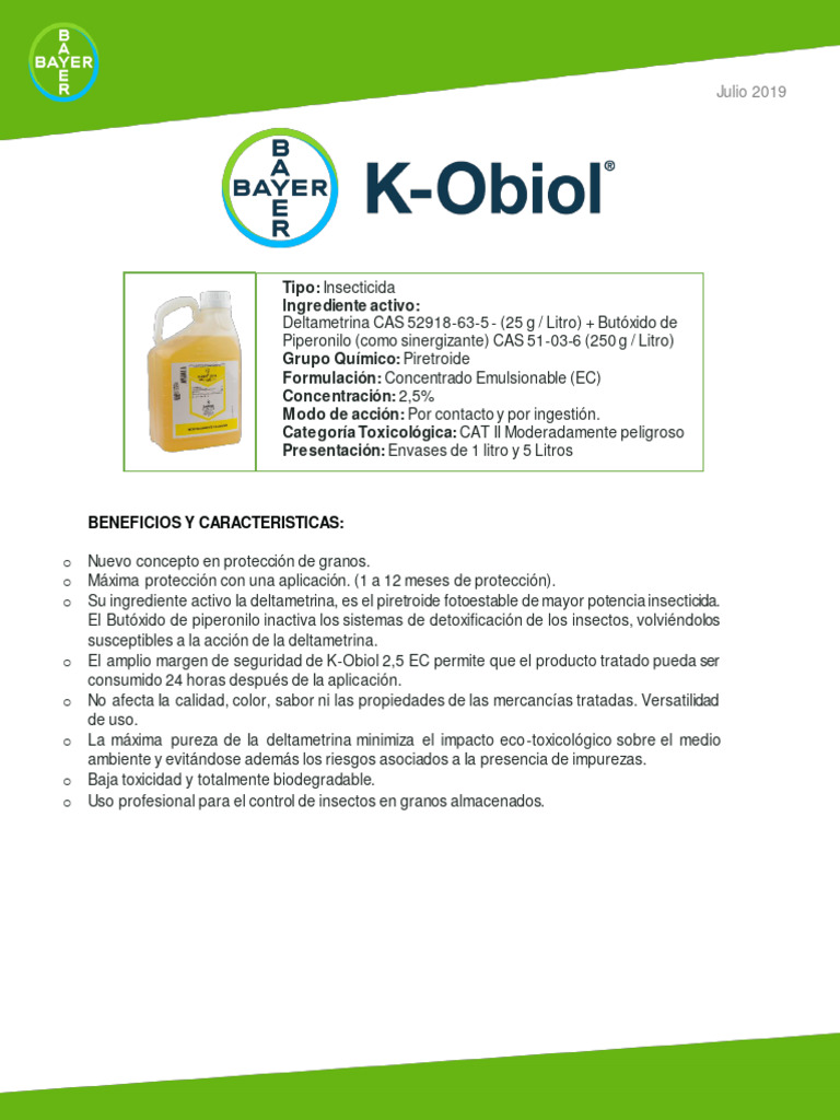 Insecticida K-Obiol 2,5 EC para Granos | PDF | Alimentos | Agua