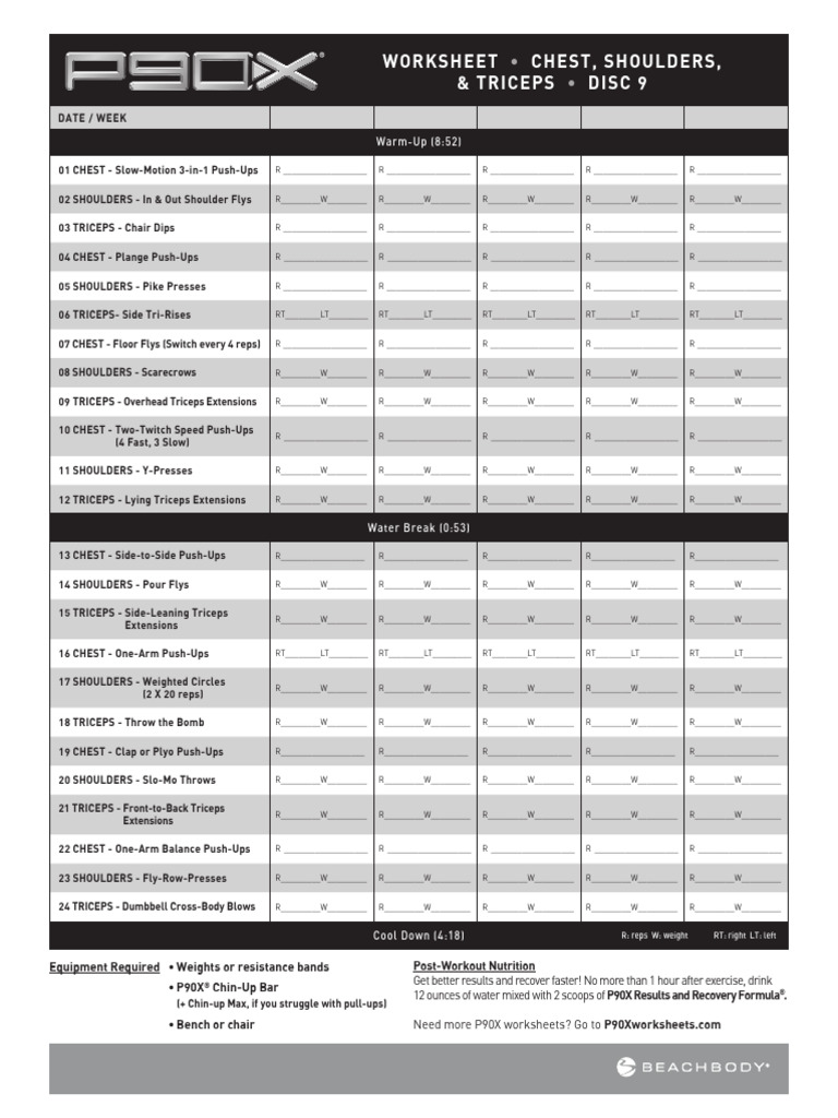 3 P90X Worksheets | PDF | Strength Training | Physical Exercise