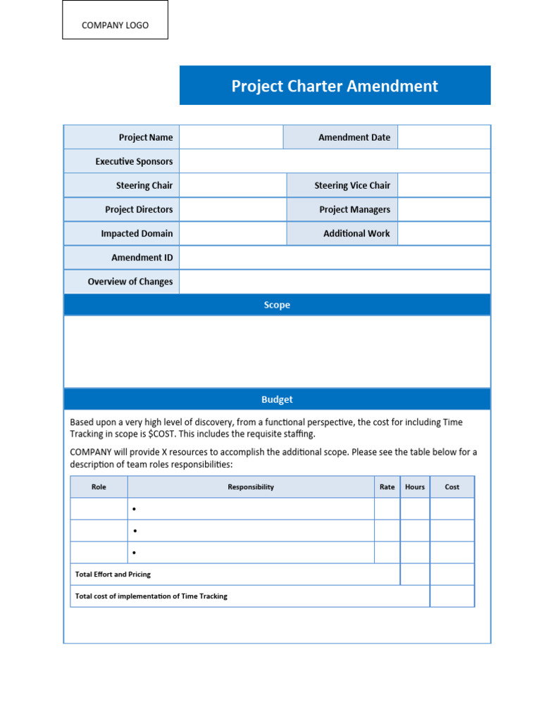 Project Charter Amendment | Download Free PDF | Business | Economies