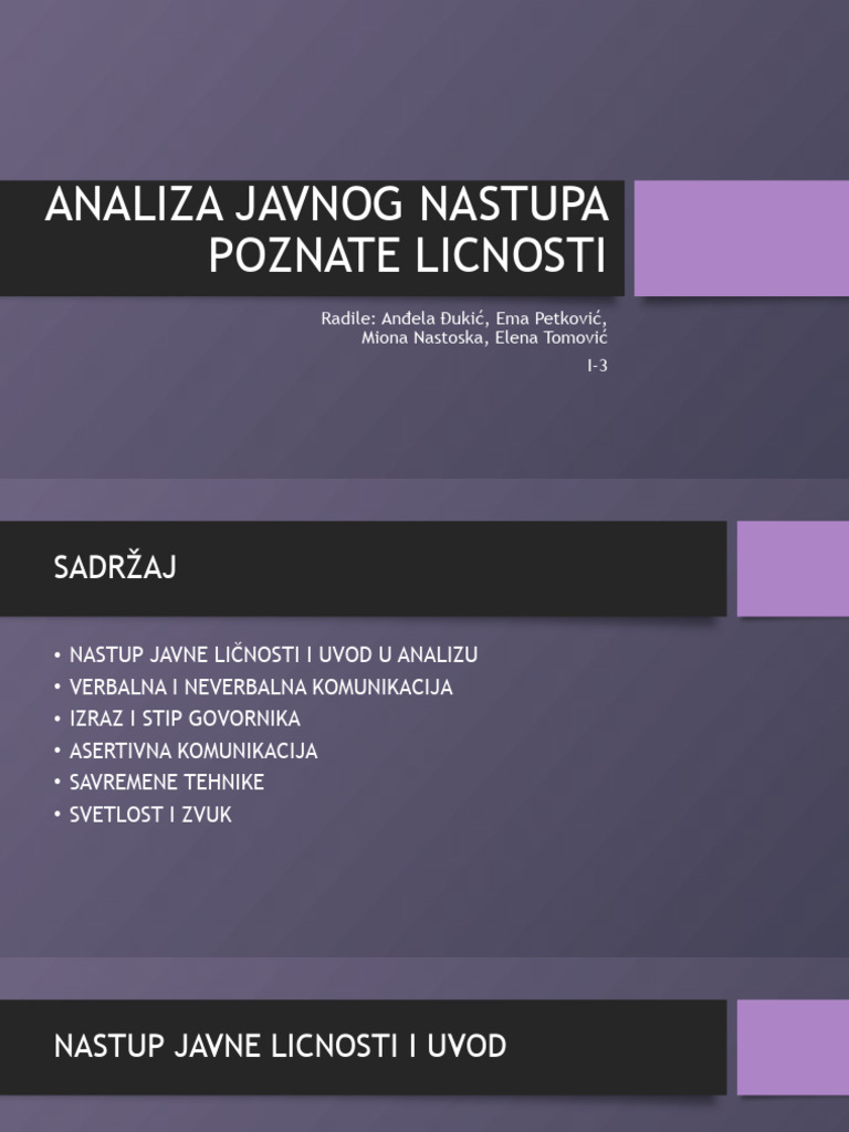 Analiza Javnog Nastupa Poznate Licnosti | PDF