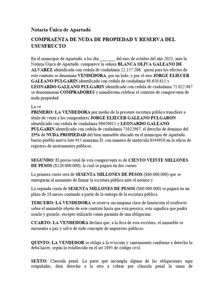 Compraventa Nuda Propiedad Blanca | PDF | Ley común | Justicia