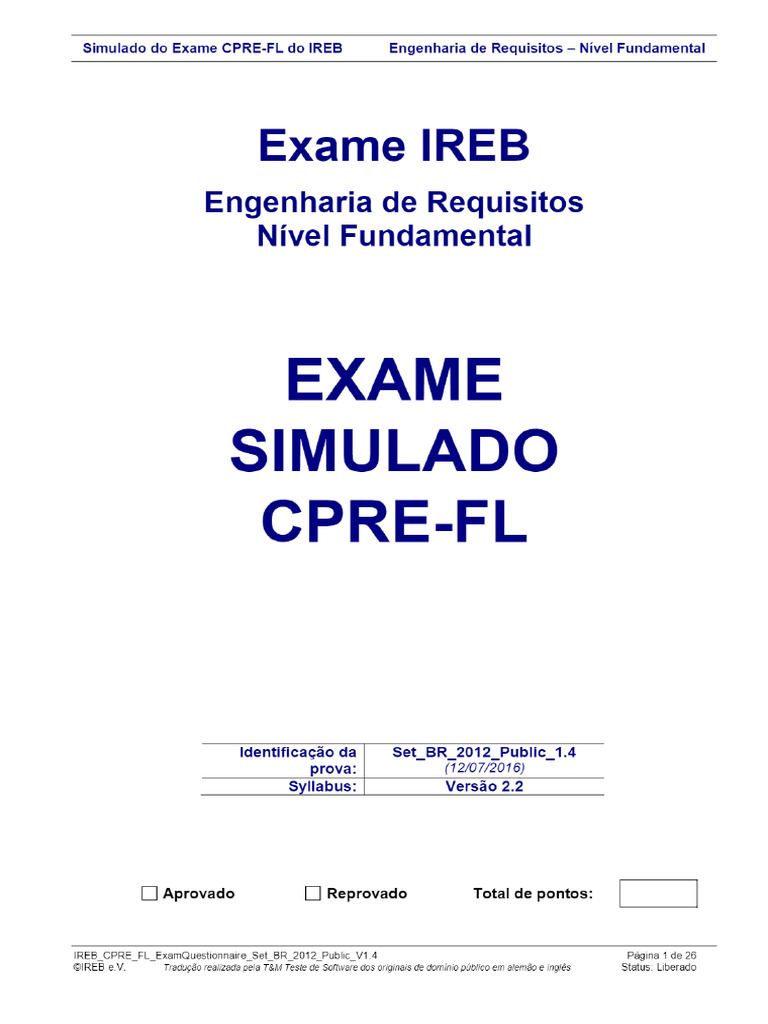Exame Simulado Cpre-Fl - 2.2 | PDF