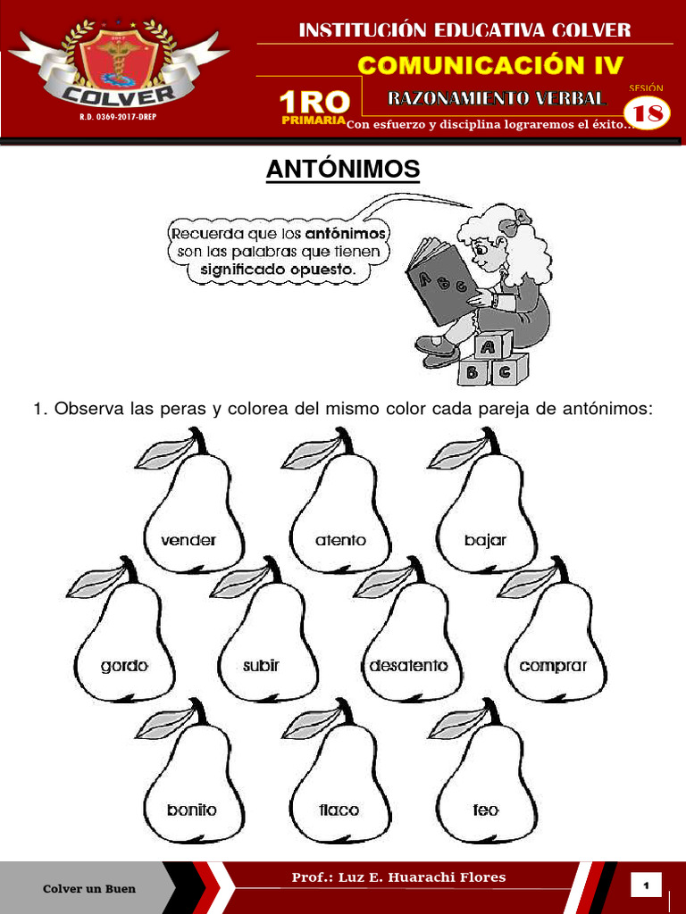 Actividades de Antónimos para Primaria | PDF