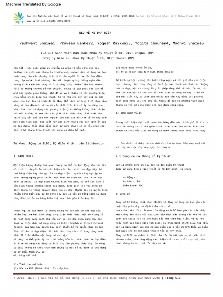 R and D On Electric Bike | PDF