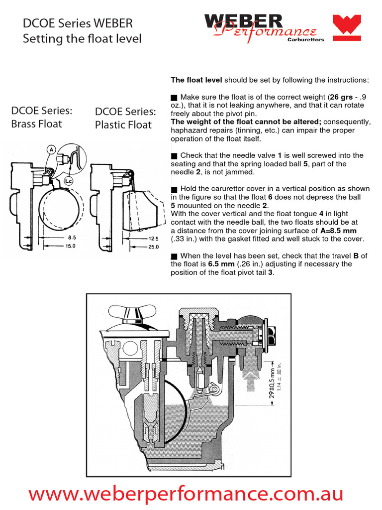 DCOE Weber Float Level Adjustment | PDF