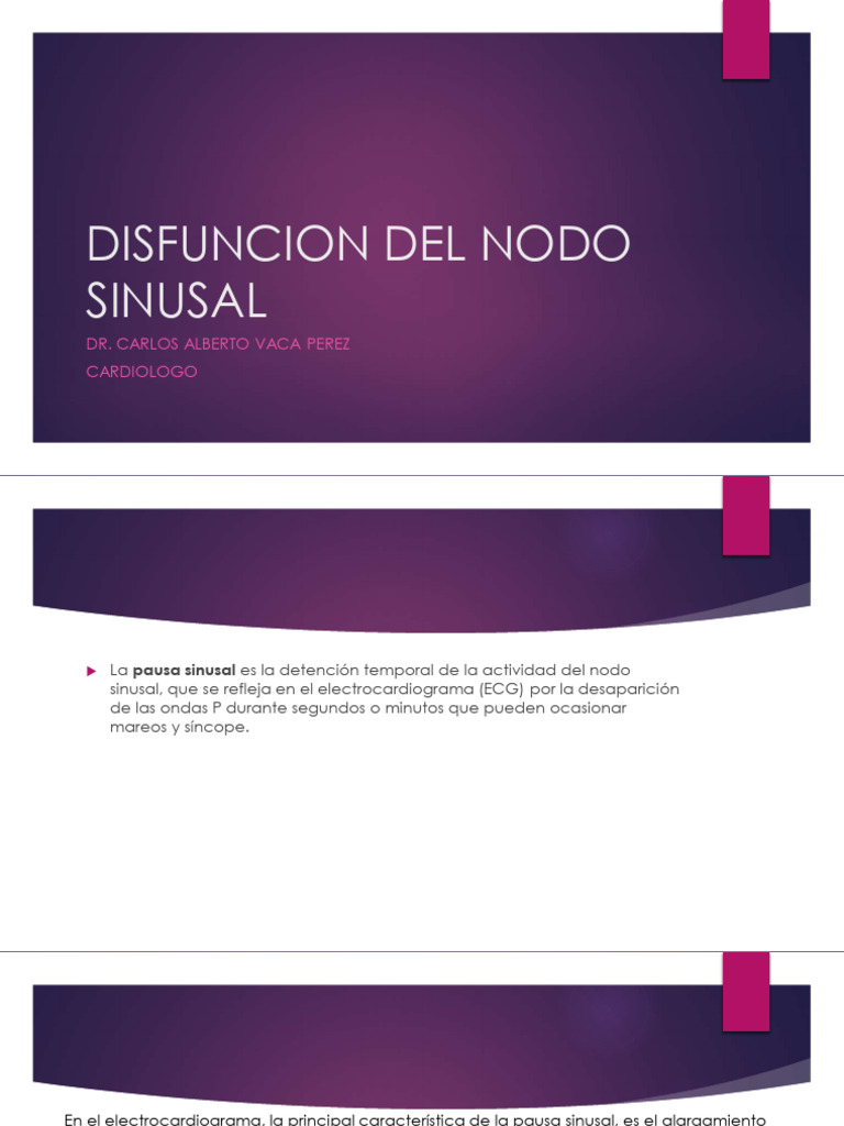 Disfunción del Nodo Sinusal y ECG | PDF | Electrocardiografia ...