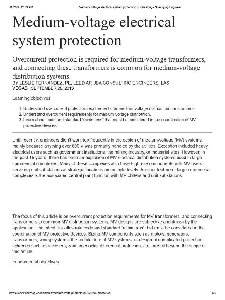 Medium-Voltage Electrical System Protection | PDF | Transformer | Fuse (Electrical)