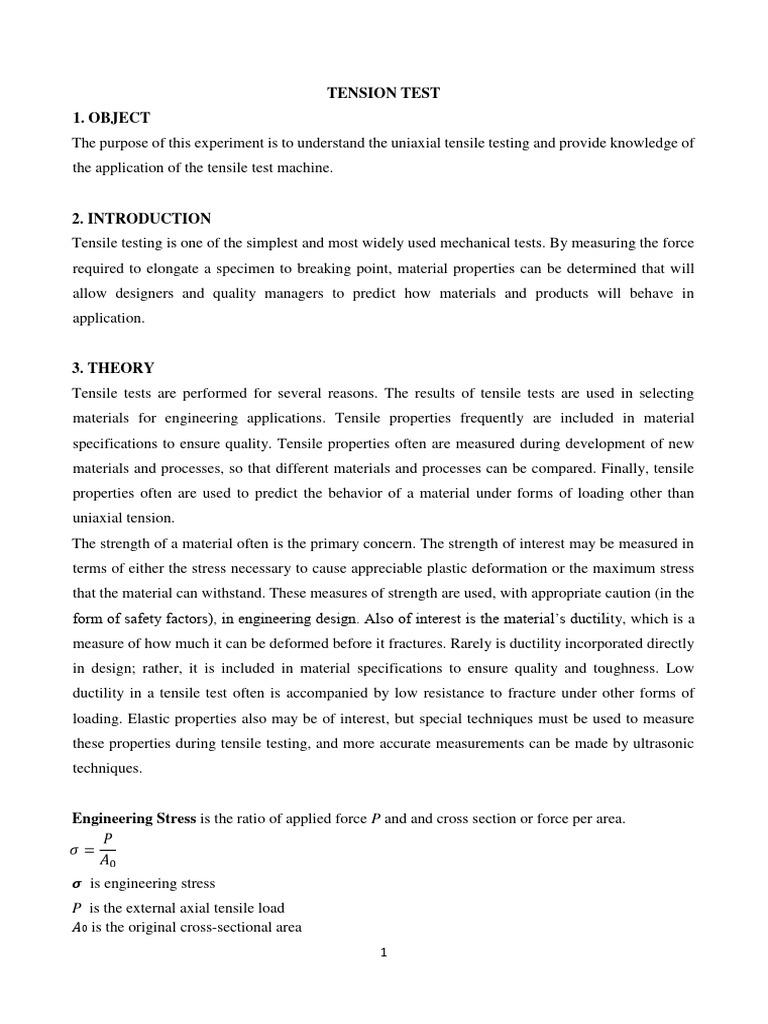 Lab#1 - Tensile Test Handout | PDF | Deformation (Engineering) | Ductility