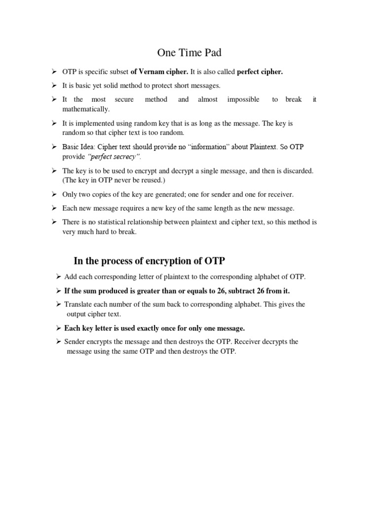 One Time Pad | PDF