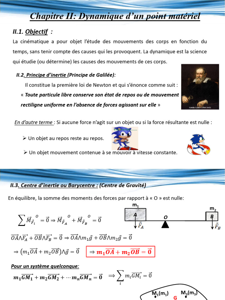 Chapitre II Dynamique Du Point Matériel | PDF | Friction | Élan